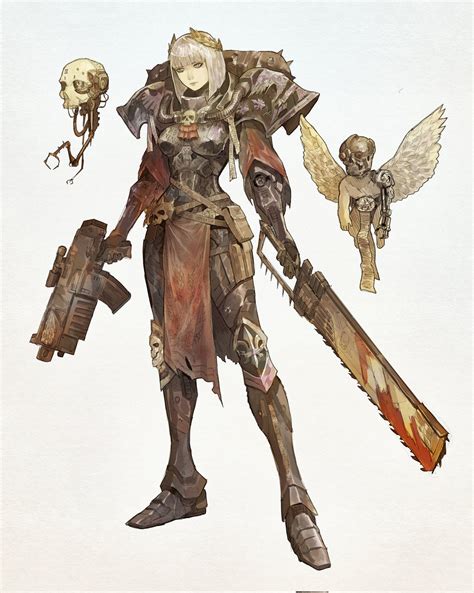 Adepta Sororitas And Cherub Warhammer 40k Drawn By Subakeye Danbooru
