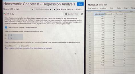 Solved MyStatLab Data Set StatCrunch Applets Edit Data Chegg