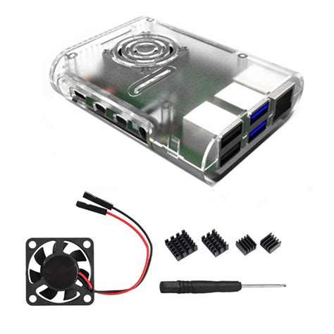 For Raspberry Pi 4 Case Protective Shell Black 3 Pcs Heatsink And Cooling Fan For Raspberry Pi