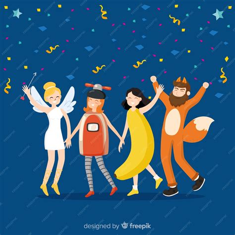 의상을 입은 카니발 캐릭터 무료 벡터