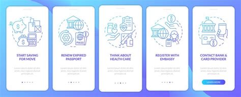 Premium Vector Before Move Abroad Tips Blue Gradient Onboarding Mobile App Screen