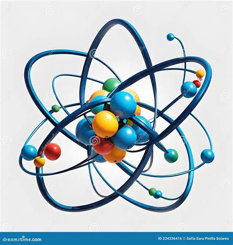 3d Rendering Of An Atom Atomic Structure With Protons Neutrons And