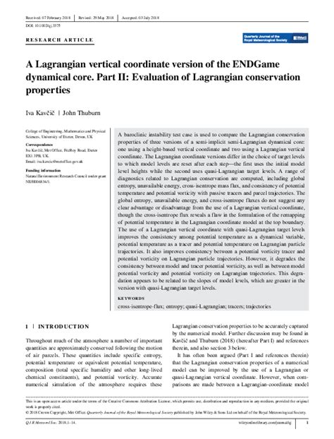 Pdf A Lagrangian Vertical Coordinate Version Of The Endgame Dynamical Core Part Ii