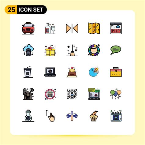 Pack Of 25 Modern Filled Line Flat Colors Signs And Symbols For Web Print Media Such As Cloud