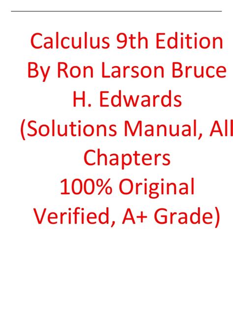 Solutions Manual For Calculus 9th Edition By Ron Larson Bruce H Edwards Calculus 9th Edition