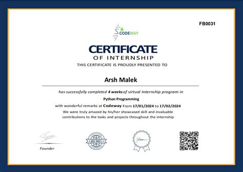 Arsh Malek On Linkedin Python Internship Codewaysolutions