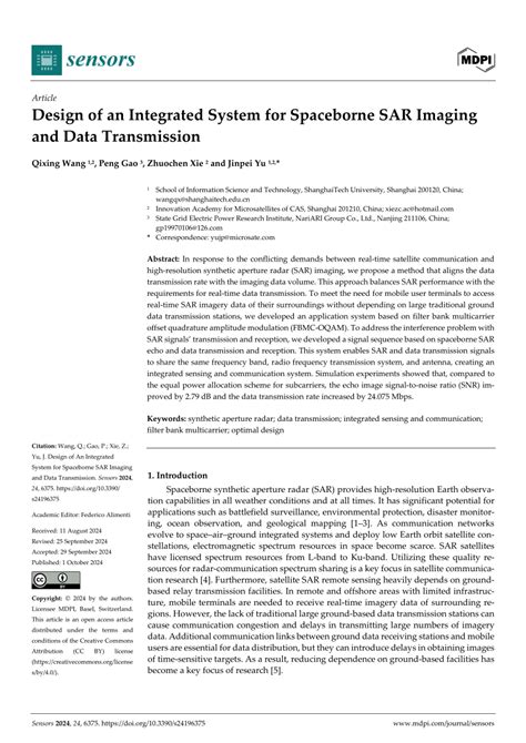 Pdf Design Of An Integrated System For Spaceborne Sar Imaging And
