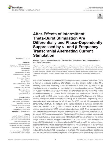 Pdf After Effects Of Intermittent Theta Burst Stimulation Are Differentially And Phase