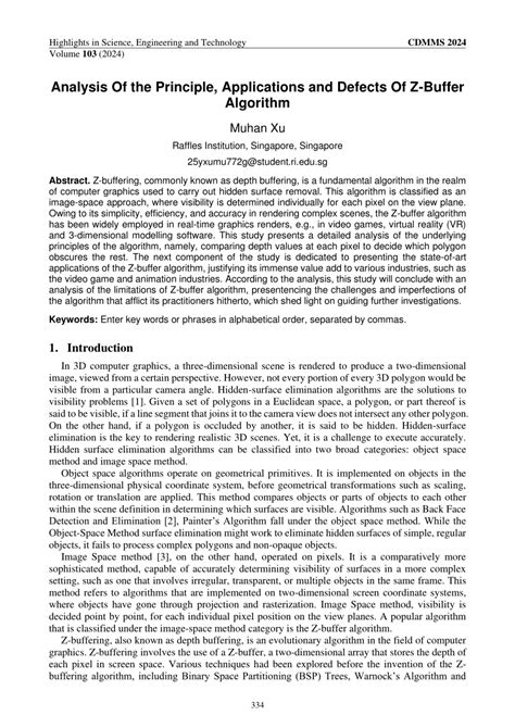 Pdf Analysis Of The Principle Applications And Defects Of Z Buffer Algorithm