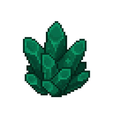 An Bit Retro Styled Pixel Art Illustration Of A Dark Green Crystal Png