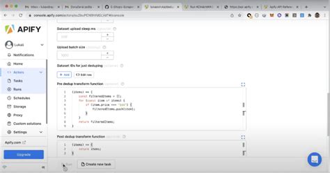 dataset processing on apify