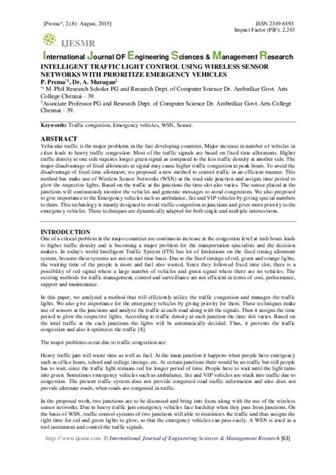 Pdf Intelligent Traffic Light Control Using Wireless Sensor Networks With Prioritize Emergency