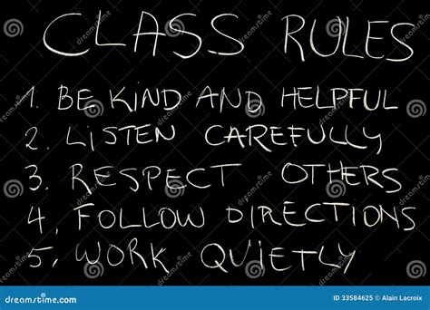 Class Rules Stock Image Image Of Kind Obey Blackboard 33584625