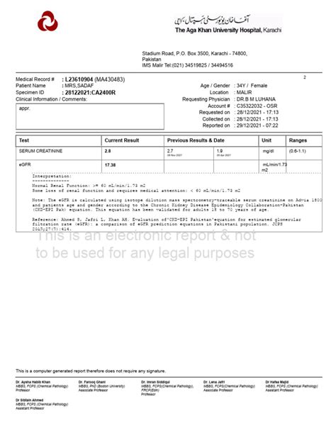 This Is An Electronic Report And Not To Be Used For Any Legal Purposes Pdf Clinical Medicine