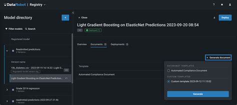 Generate Compliance Documentation Datarobot Docs