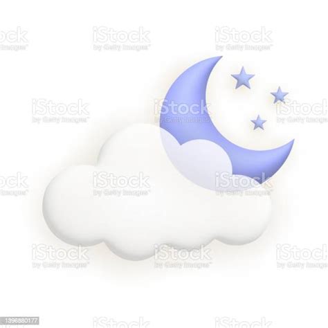 구름 달 별 귀여운 날씨 현실적인 아이콘 3d 만화 0명에 대한 스톡 벡터 아트 및 기타 이미지 0명 3차원 형태 개념 Istock