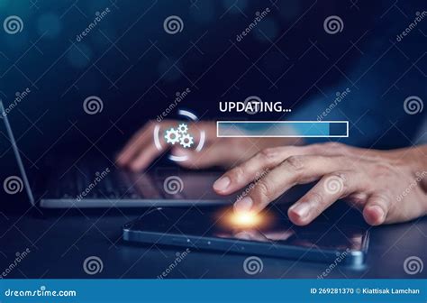 Update Software System In Computer Man Using Smartphone Upgrade Program Business Technology