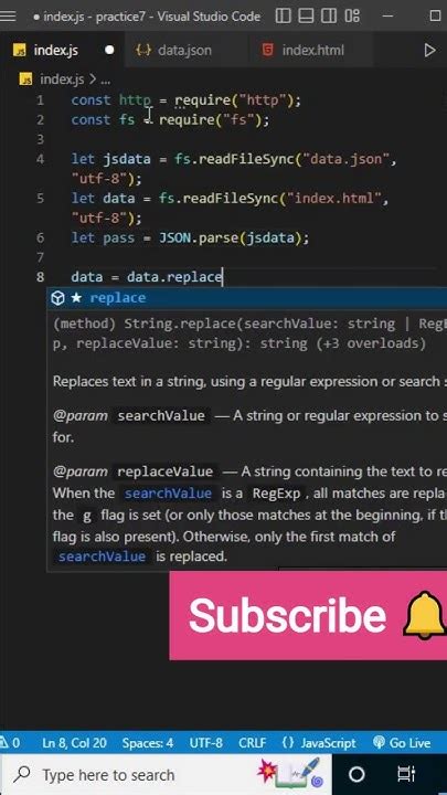 Set Json Data In Html File By Reading Json File With Nodejs Nodejs Nodevideo Programmerd