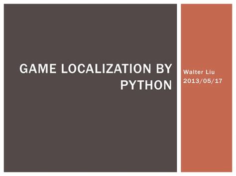 Game Localization In Python Pdf