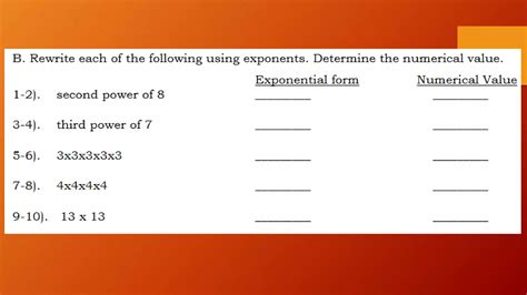 Exponents And Exponential Notation Pptx