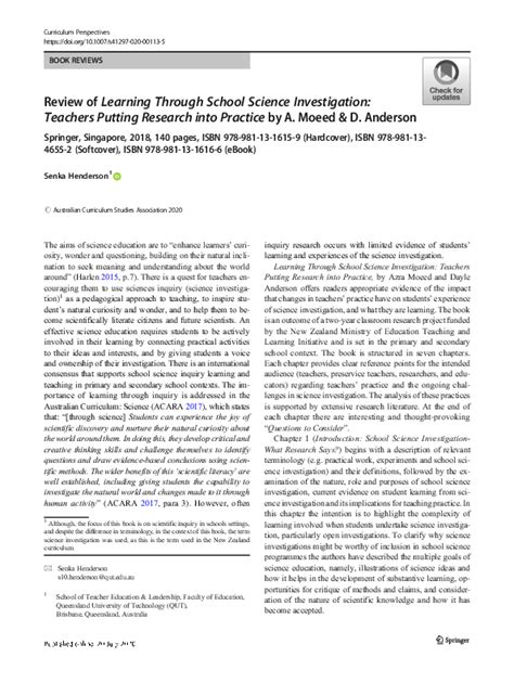 Pdf Review Of Learning Through School Science Investigation Teachers Putting Research Into