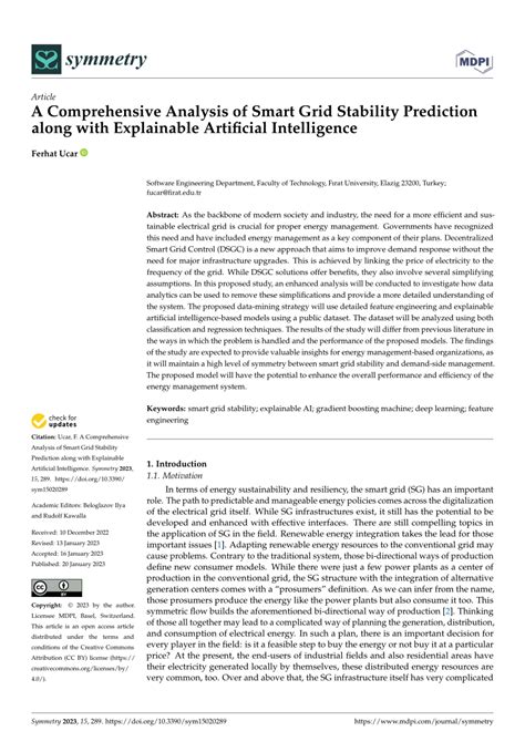 PDF A Comprehensive Analysis Of Smart Grid Stability Prediction Along With Explainable