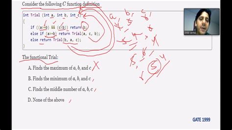the function trial c c programming gate cse 1999 youtube