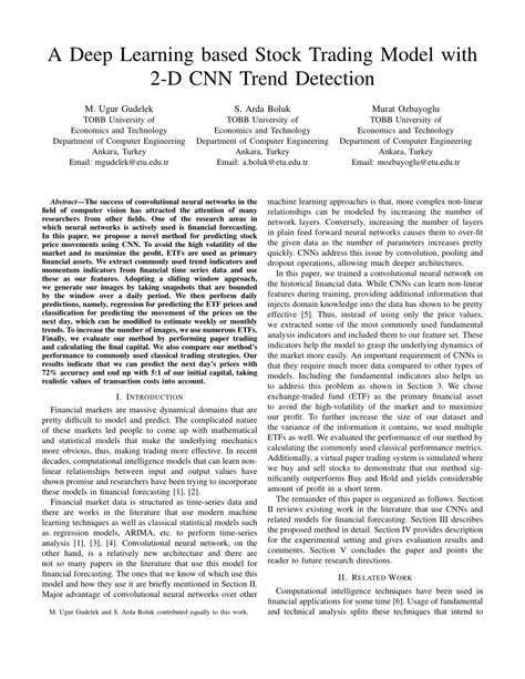 Pdf A Deep Learning Based Stock Trading Model With 2 D Cnn Trend