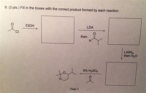 solved fill m the boxes with the correct product formed by
