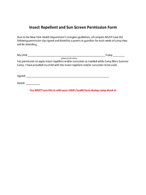 Fillable Online Sunscreen And Insect Repellent Authorization Fax Email Print Pdffiller