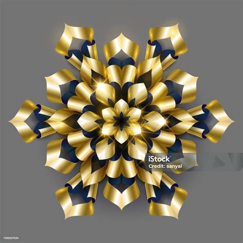 골든 명품 배경 벡터입니다 골드 눈송이 꽃 패턴 디자인 만다라 꽃 장식 0명에 대한 스톡 벡터 아트 및 기타 이미지 0명