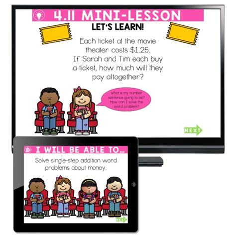 Lucky To Learn Math One Step Addition Money Word Problems Lesson 4