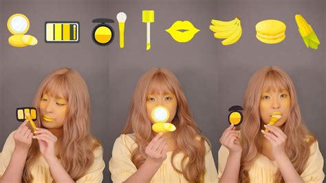 노란색 화장품 디저트 먹방 Asmr Youtube