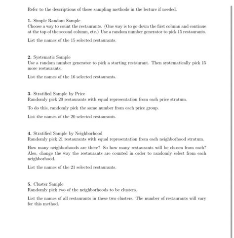 solved lab activity 1 ch 1 random sample restaurants in