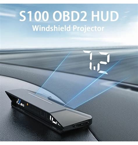 s100 자동차 hud obd2 다기능 헤드업 디스플레이 속도계 앞유리 프로젝터 타코미터 연료 소비 경사 계 티몬