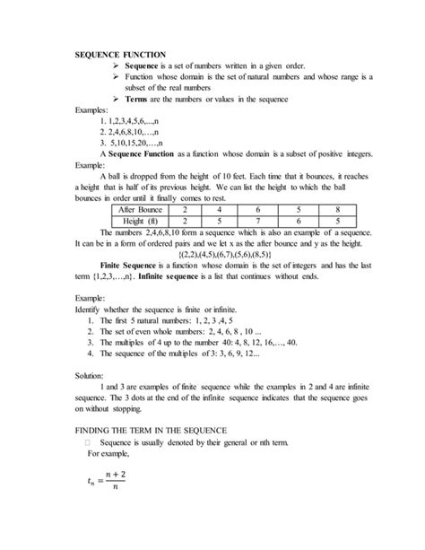 sequence function pdf