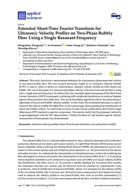Pdf Extended Short Time Fourier Transform For Ultrasonic Velocity