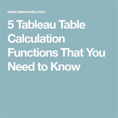 5 Tableau Table Calculation Functions That You Need To Know Data