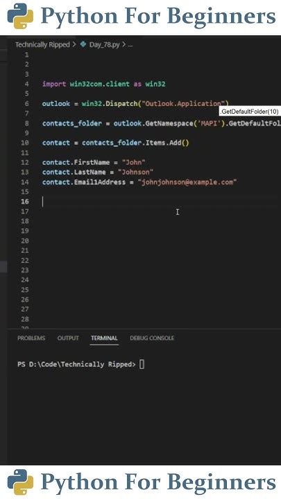 How To Automate Outlook Contact Creation With Python Python For Beginners Youtube