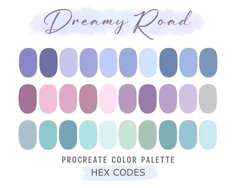 Dreamy Procreate Color Palette Hex Codes Pastel Procreate Swatches Ipad Illustration