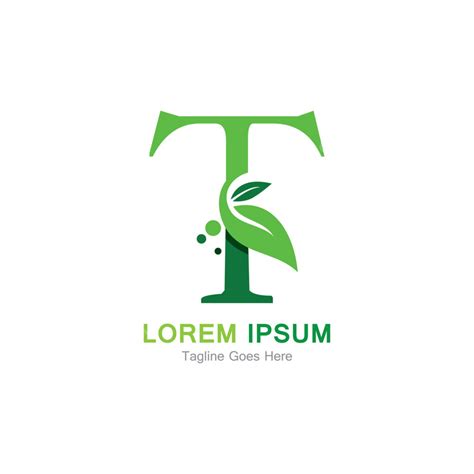 Gambar Huruf T Dengan Daun Simbol Desain Template Konsep Logo Grafis