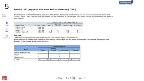 solved check my workexercise 11 30 algo ﻿cost allocation