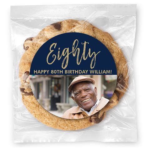 Cursive Eighty Birthday Photo Gourmet Chocolate Chip Or Variety Pack