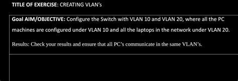 Solved Title Of Exercise Creating Vlans Goal
