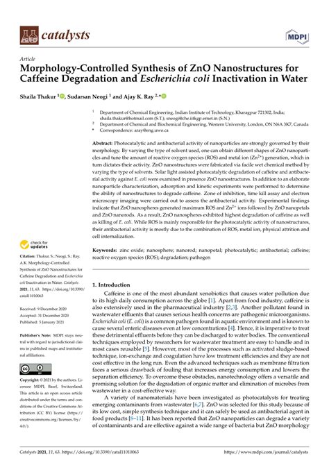 Pdf Morphology Controlled Synthesis Of Zno Nanostructures For