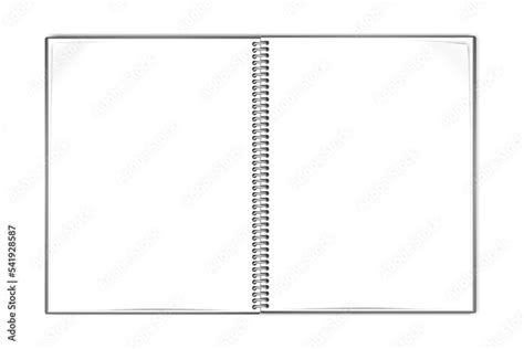 Open Wire Bound Notebook Vector Mock Up Spiral Notepad Blank White