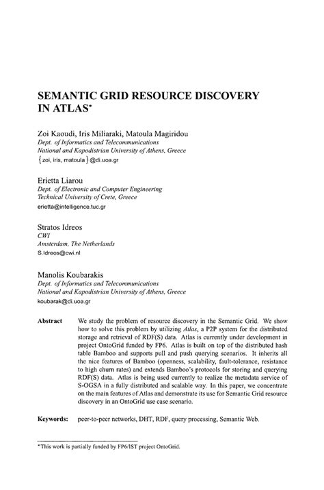 Pdf Semantic Grid Resource Discovery In Atlas