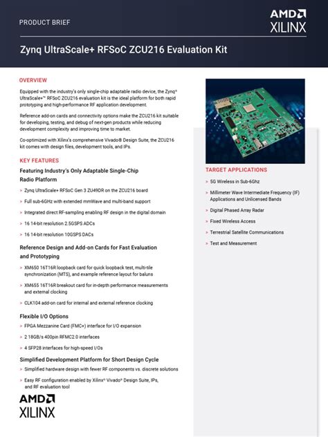Xilinx Zcu216 Product Brief Pdf Telecommunications Manufactured Goods