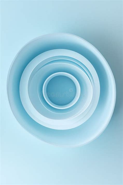 Pastel Blue Concentric Circles Creating Tunnel Effect On Textured Background Stock Illustration