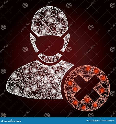Glowing Net Mesh Wrong Masked Man With Light Spots Stock Vector